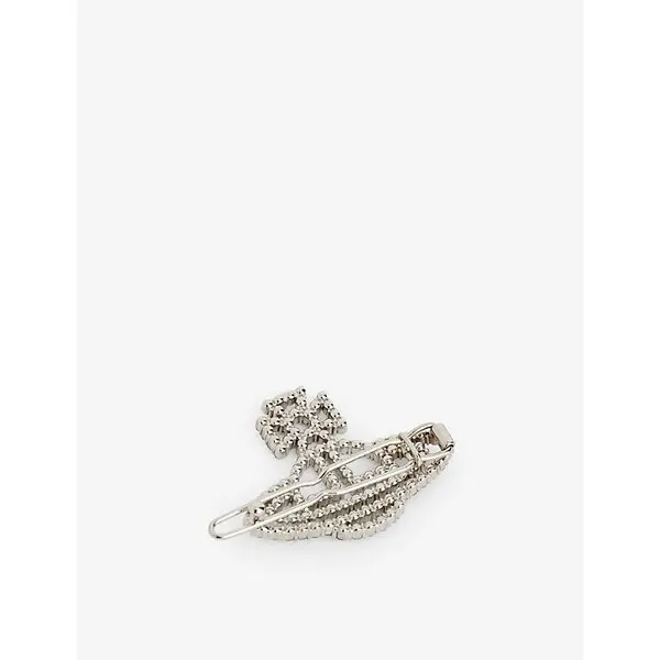 Vivienne Westwood Annalisa Crystal And Brass Hairclip In Platinum